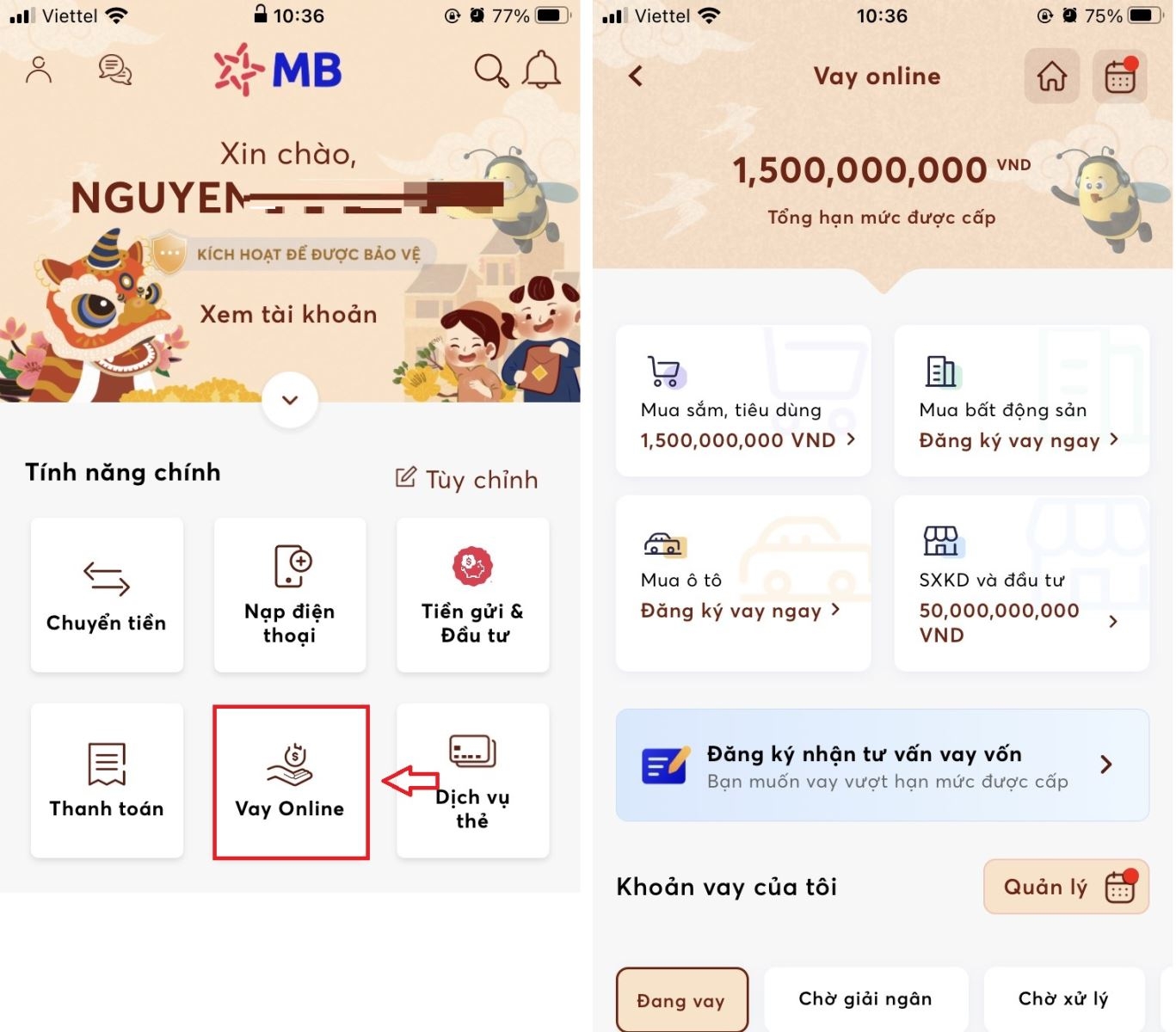 Hướng dẫn cách vay tiền trên app MB Bank và website MB Bank