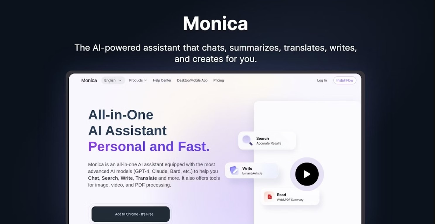 Tìm hiểu Monica AI: Trợ lý AI đa-zi-năng, hỗ trợ đa dạng nhu cầu
