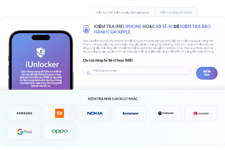 iUnlocker: Giải pháp đơn giản cho việc kiểm tra IMEI nhanh chóng