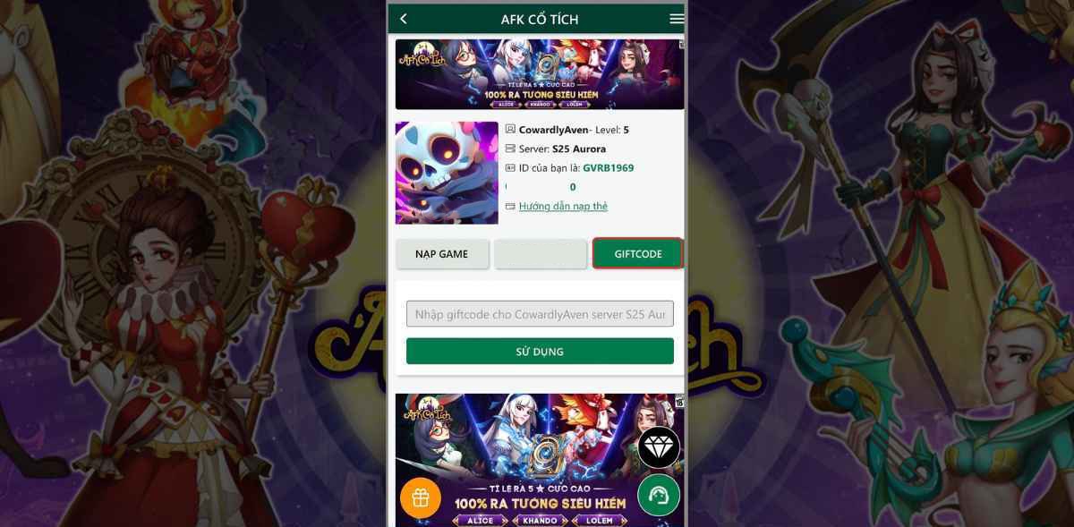 Code AFK Cổ Tích mới nhất 2025 và cách nhập giftcode nhận quà