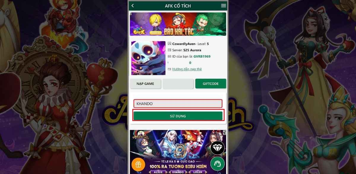 Code AFK Cổ Tích mới nhất 2025 và cách nhập giftcode nhận quà