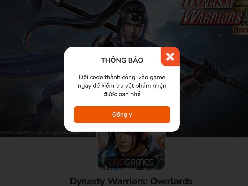Cập nhật code Dynasty Warriors: Overlords & Hướng dẫn cách dùng