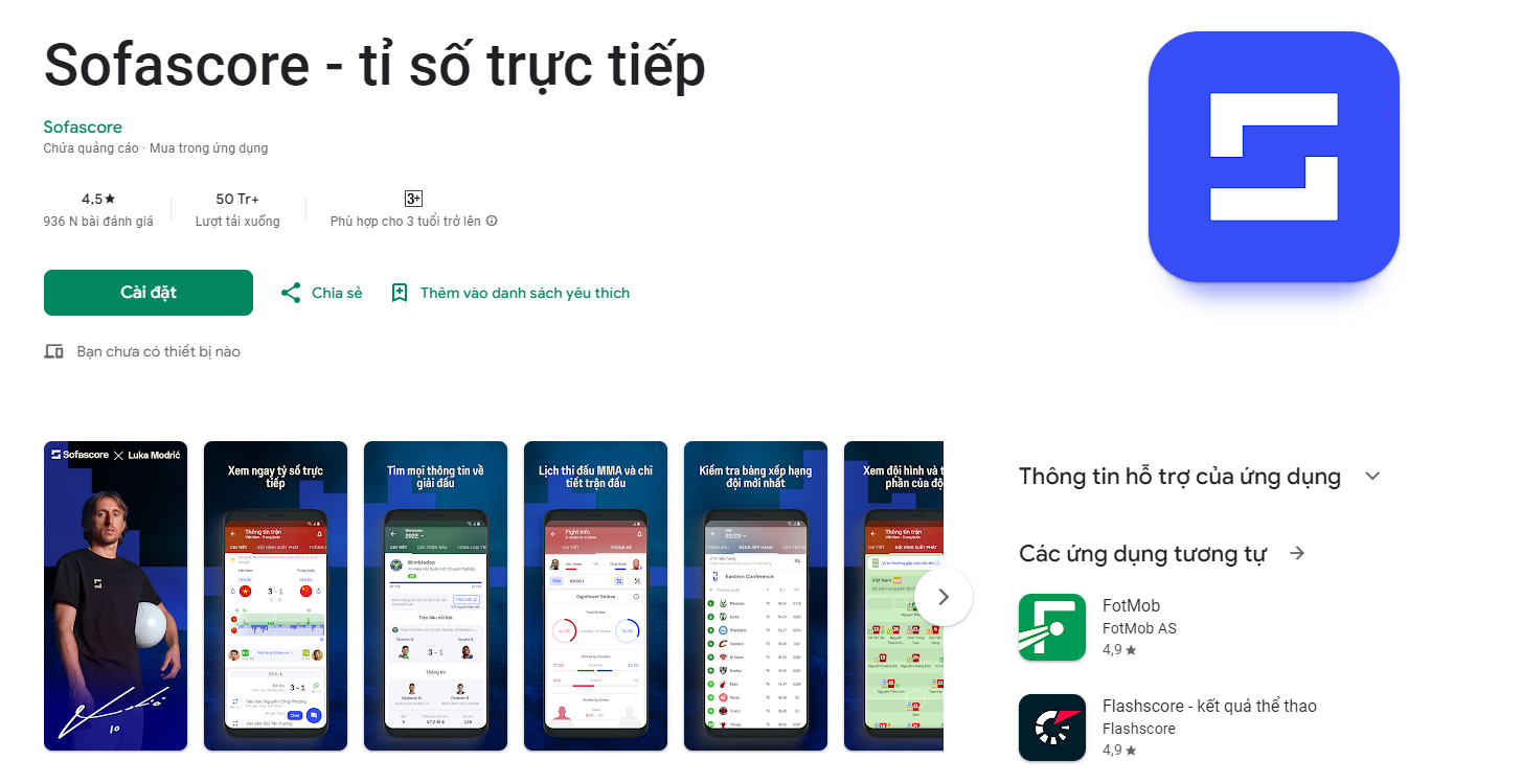 Sofascore: Ứng dụng theo dõi các tin tức thể thao nhanh chóng
