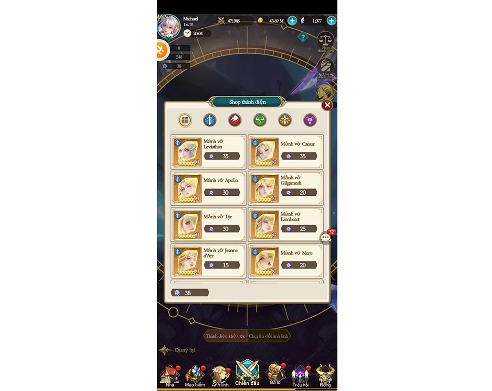 Tổng hợp các mẹo chơi game Goddess Era để lên cấp nhanh