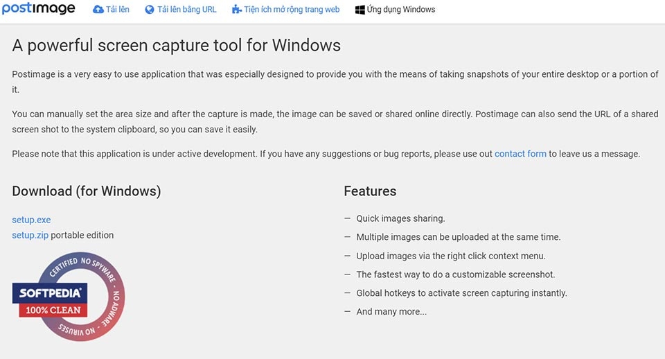 Postimage: Phần mềm chụp ảnh màn hình nhẹ nhưng vô cùng tiện lợi