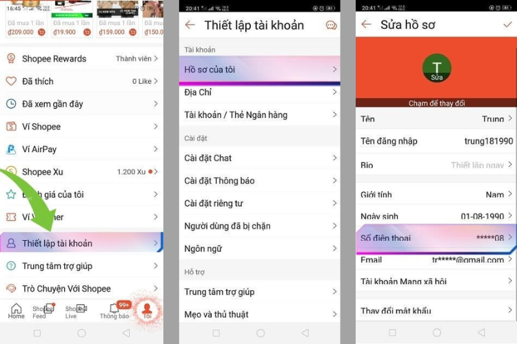 Hướng dẫn cách đổi số điện thoại trên Shopee