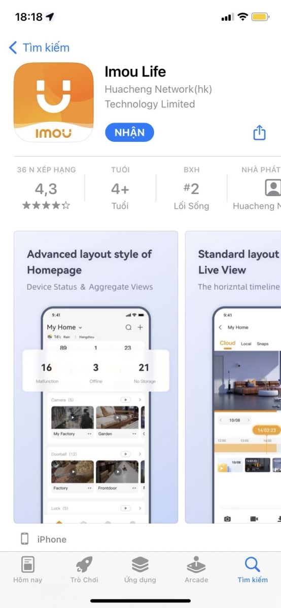 Imou Life: Điều khiển thiết bị để bảo mật an ninh gia đình