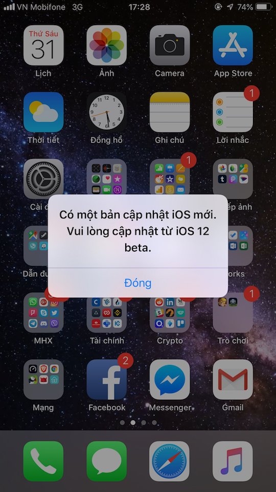 Khắc phục lỗi hiển thị thông báo cập nhật hệ điều hành iOS 12
