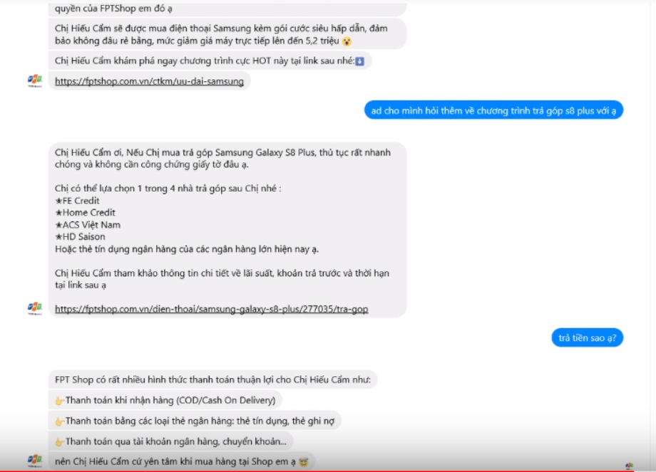 Ứng dụng chatbot sắp được triển khai trên fanpage FPT Shop