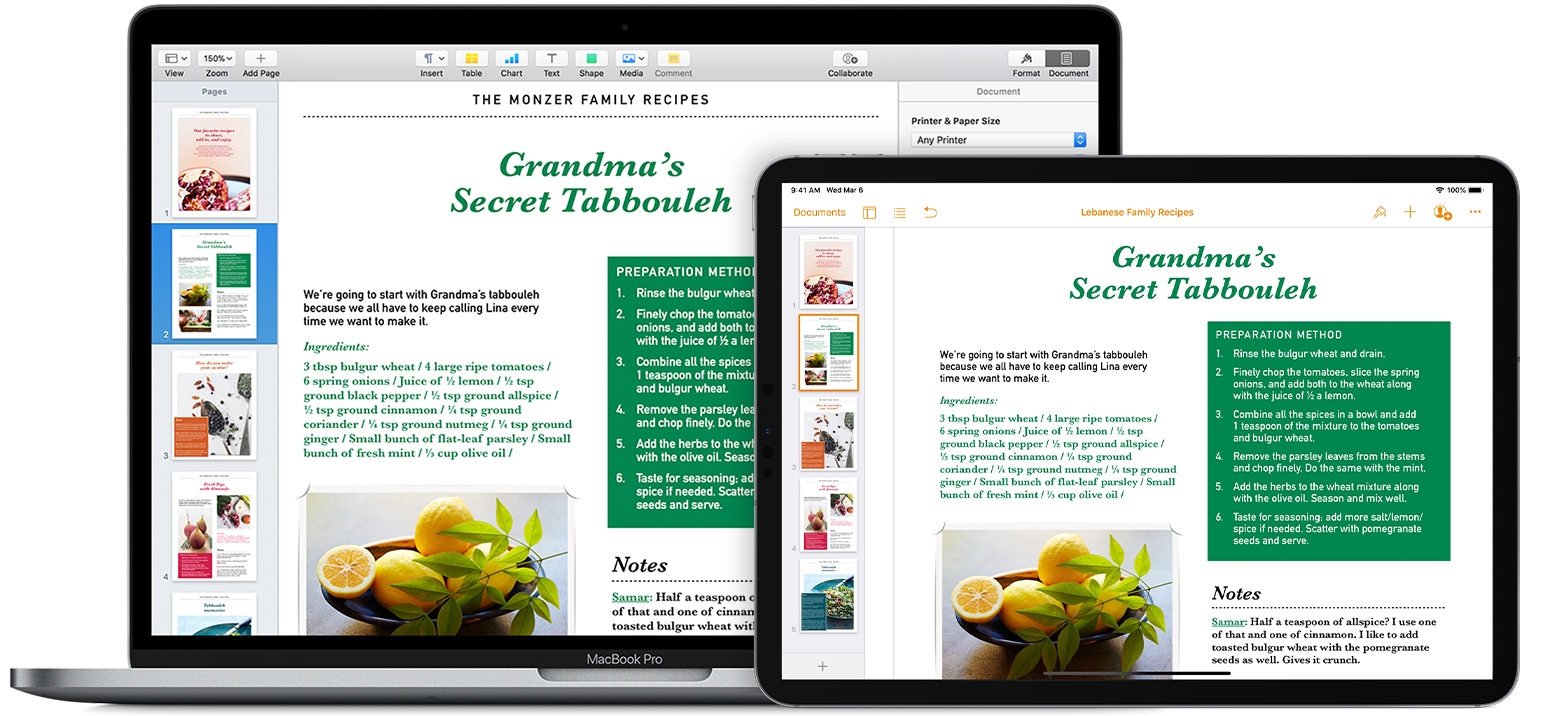 Apple iWork cho macOS và iOS Được cập nhật
