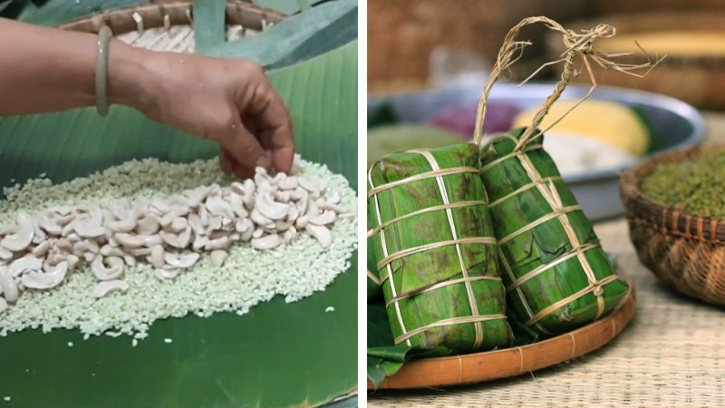 Cách gói bánh tét hạt điều dễ làm, cho món bánh thơm ngon, đón Tết thêm vui