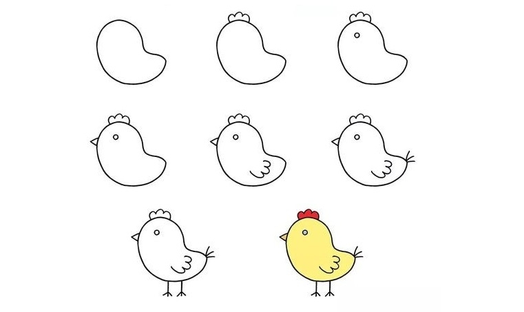 Tổng hợp những cách vẽ con gà trống, gà mái, gà con đơn giản nhất