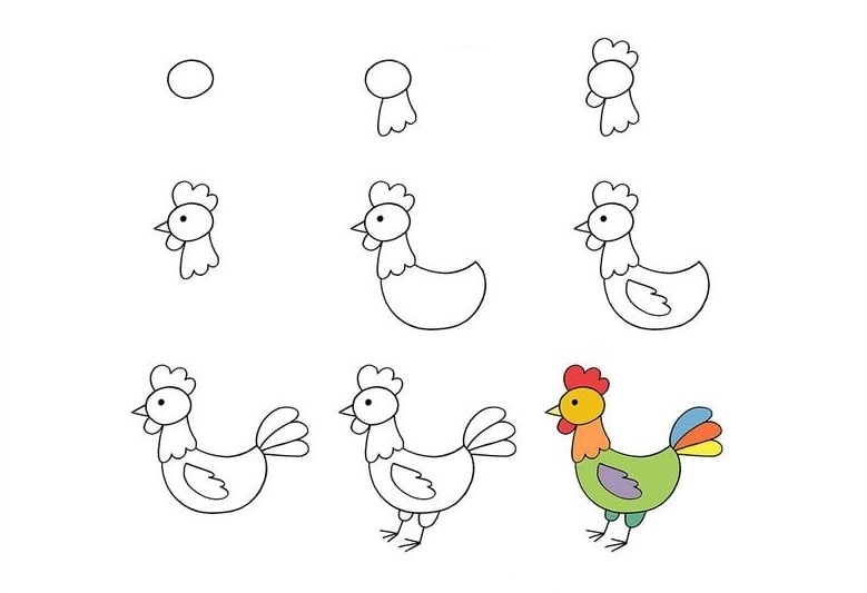 Tổng hợp những cách vẽ con gà trống, gà mái, gà con đơn giản nhất