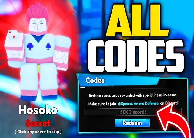 Tổng hợp các code Special Anime Defense Roblox mới nhất
