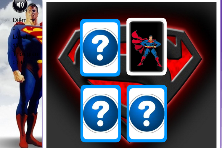 Cách chơi game Superman Luyện Trí Nhớ trên thế giới Game Vui
