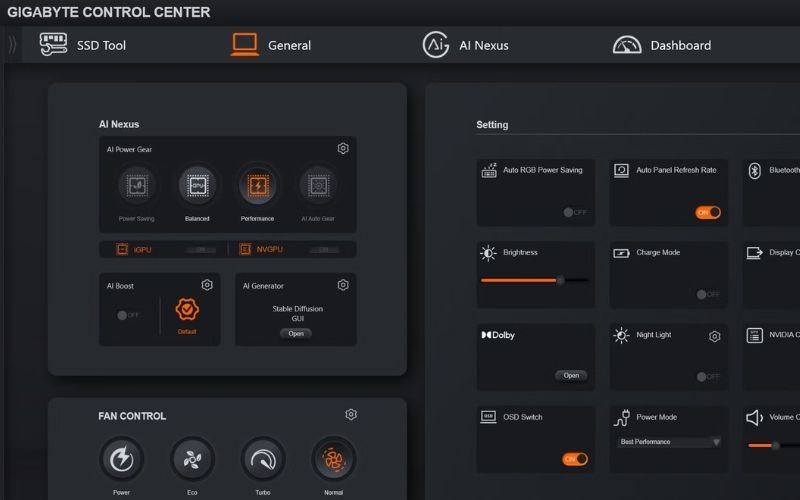 Phần mềm Gigabyte Control Center: Tối ưu hiệu năng trên laptop