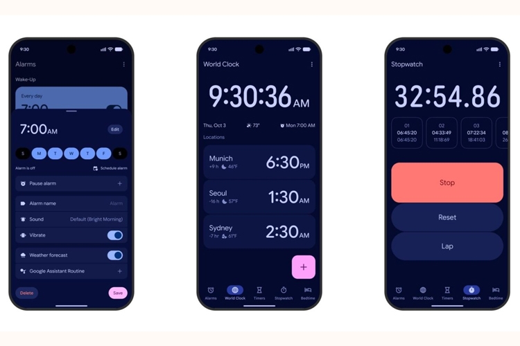 Google Clock và Pixel Watch app nhận giao diện Material 3 Expressive