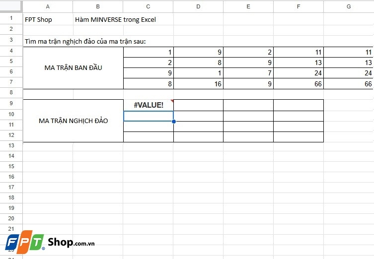 Hướng dẫn cách sử dụng hàm MINVERSE trong Excel bạn nên biết