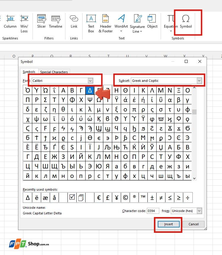 Hướng dẫn chèn ký hiệu delta trong Excel đơn giản nhất