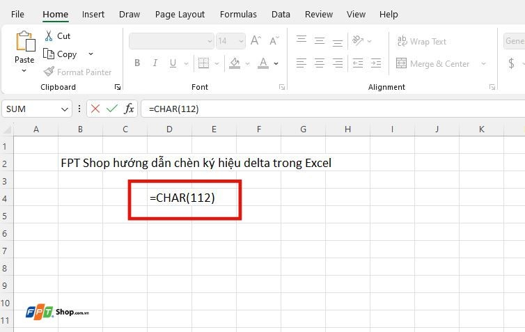 Hướng dẫn chèn ký hiệu delta trong Excel đơn giản nhất