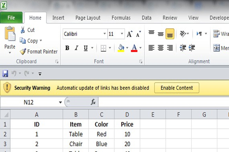 Lỗi Automatic update of links has been disabled trên Excel là gì?