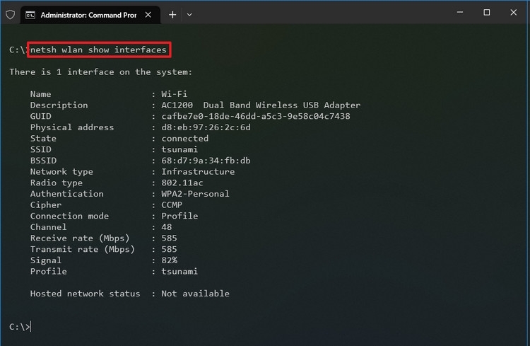 Cách quản lý mạng không dây với lệnh Netsh wlan show interfaces trên ...