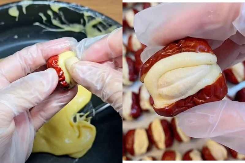 Cách làm táo đỏ kẹp sữa lạc đà béo thơm khiến vạn người mê