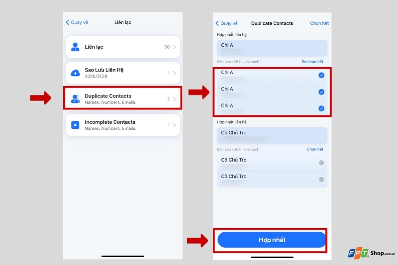 Hướng dẫn cách xoá danh bạ trùng lặp trên iPhone cực đơn giản